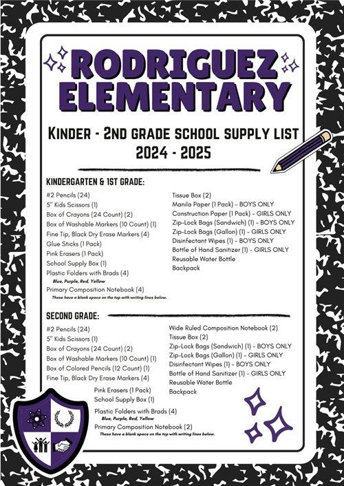 Family and Community Engagement / 2024-2025 Back to School Supply Lists