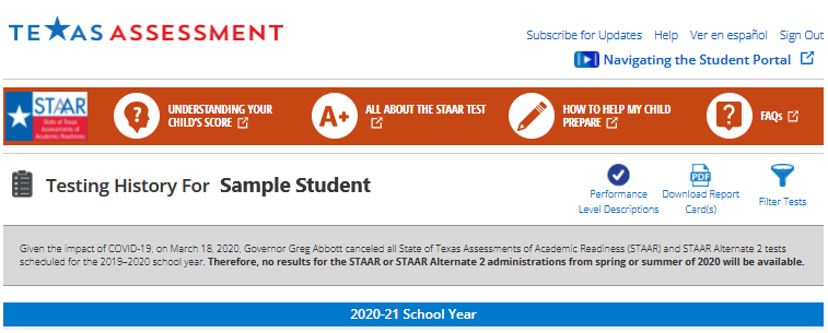 Office of Academics / Student STAAR Scores